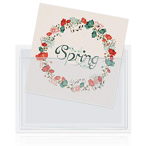 30 Pack Self-Adhesive Index Card Pockets with Top Open for Loading - Ideal Card Holder for Organizing and Protecting Your Index Cards - Crystal Clear Plastic (3.6 x 4.8 Inches)