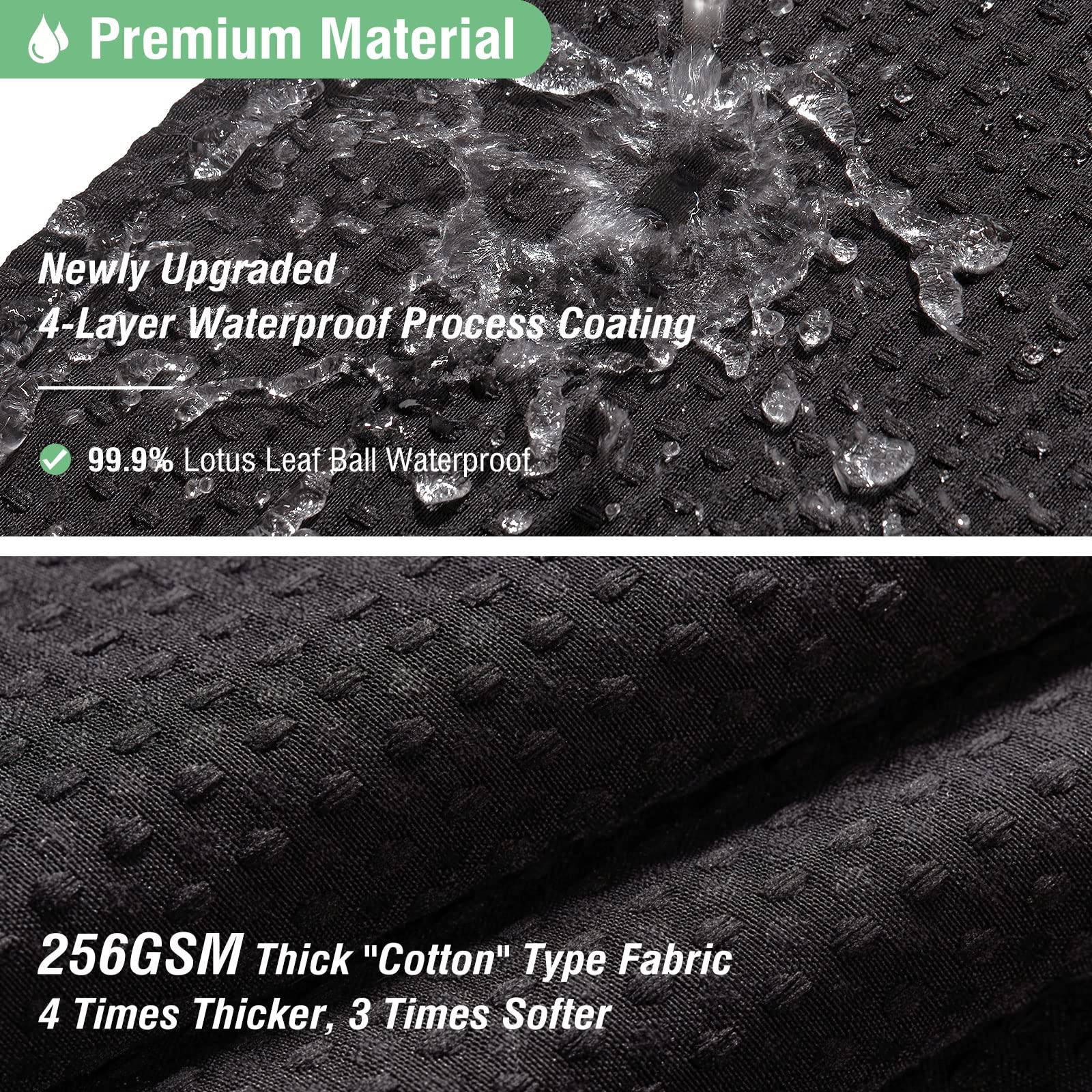 Dynamene Black Fabric Shower Curtain - Waffle Textured Heavy Duty Cloth Shower Curtains for Bathroom, 256GSM Hotel Spa Luxury Weighted Polyester Bath Curtain Set with 12 Plastic Hooks(72Wx72H, Black)
