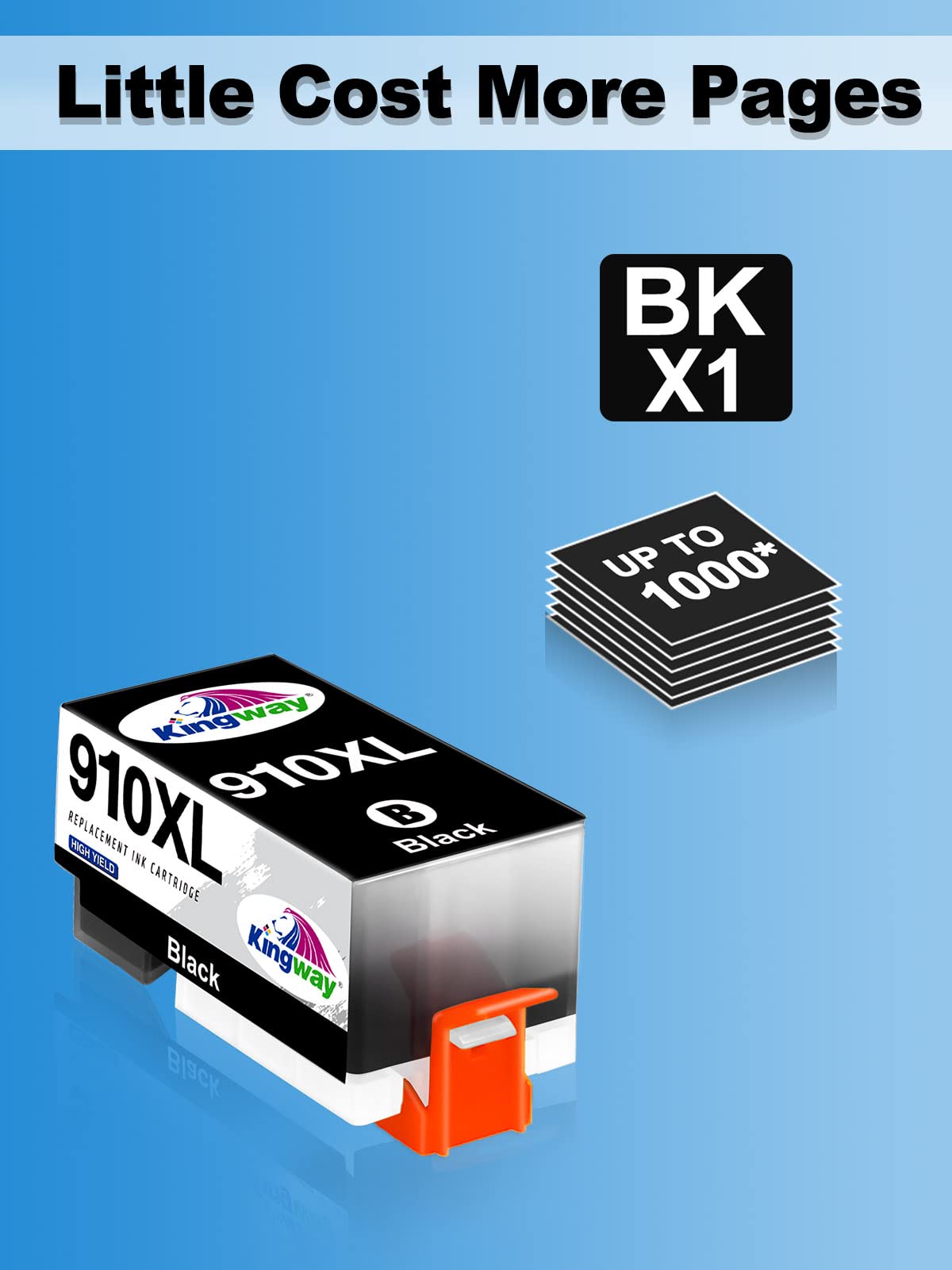 910XL Black Ink Cartridges for HP Printers Replacement for 910 Black Ink Cartridge use for HP Officejet Pro 8025 8028 8020 8031 8033 8034 8035 Officejet 8010 8015 8018, 1 for 910XL Black