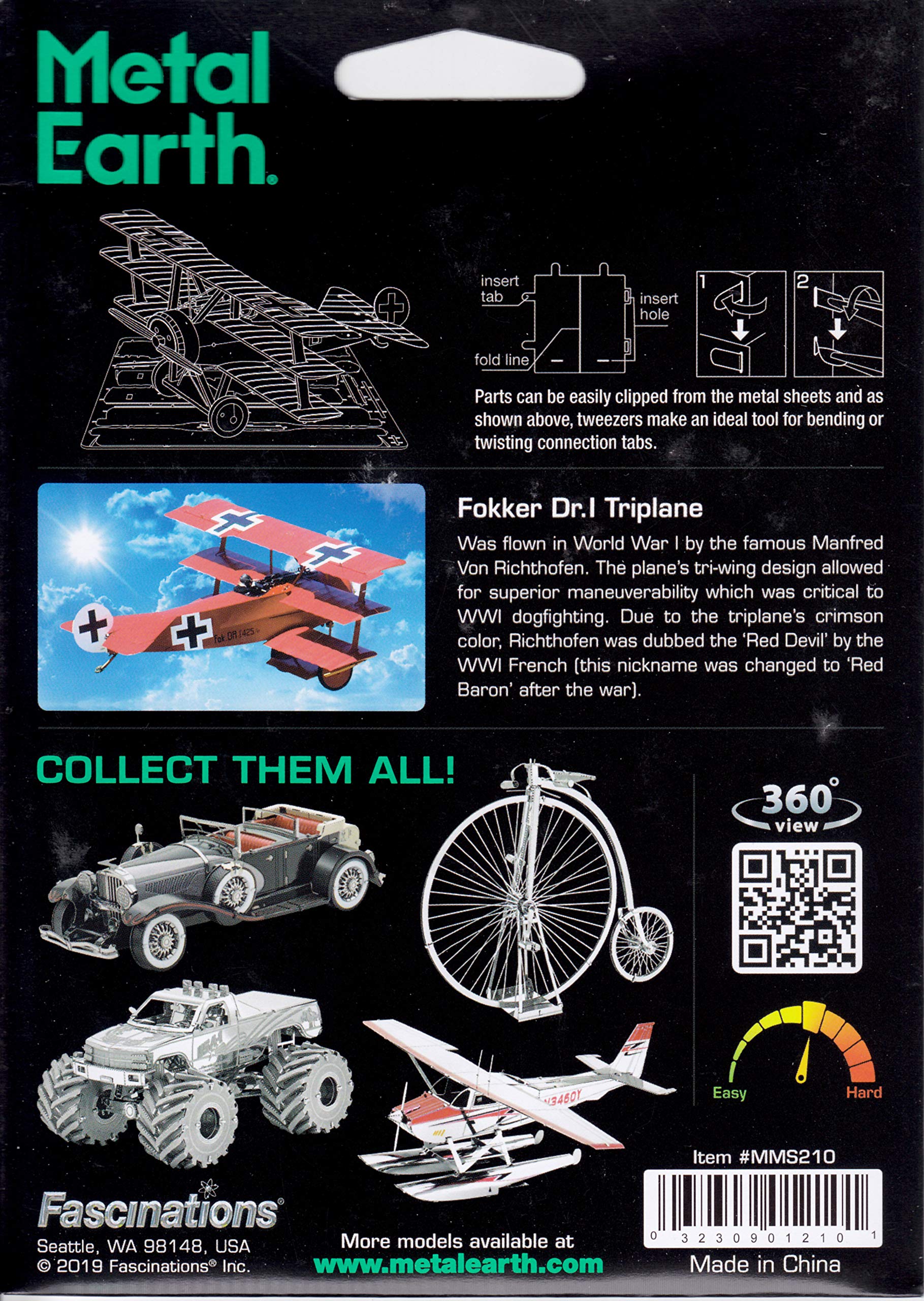 Metal Earth Fokker Dr. I Triplane 3D Metal Model Kit Fascinations