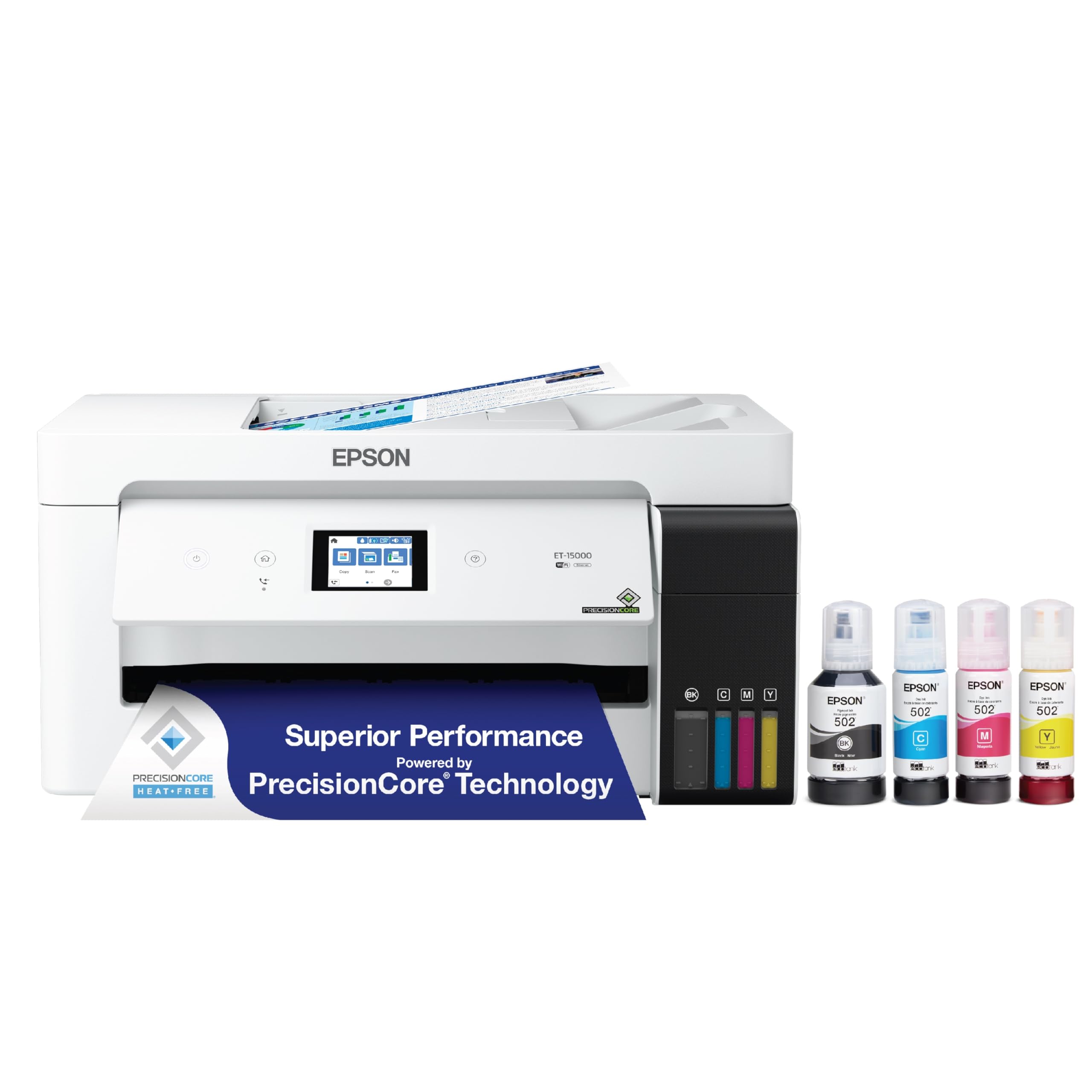 Epson EcoTank ET-15000 Wireless Color All-in-One Supertank Printer with Scanner, Copier, Fax, Ethernet and Printing up to 13 x 19 Inches