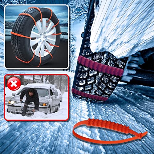 DELURA 10 Pcs Plastic Non-Slip Tire Snow Chain - Universal Snow Chain Mud Chains for SUV Car Pickup Trucks/2200
