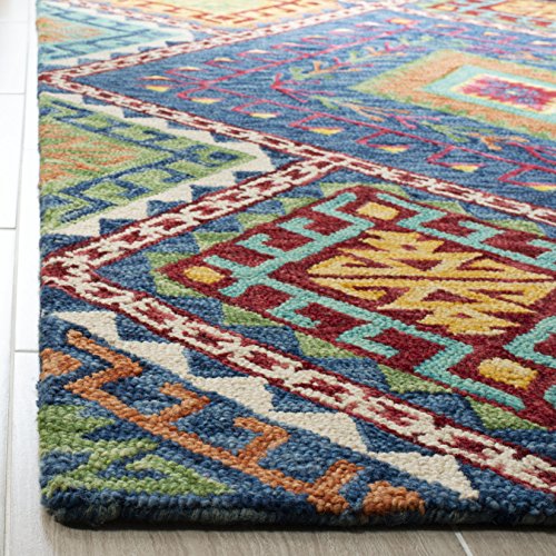 Safavieh Aspen Collection 10' x 14' Blue/Multi APN516M Handmade Boho Diamond Premium Wool Living Room Dining Bedroom Area Rug