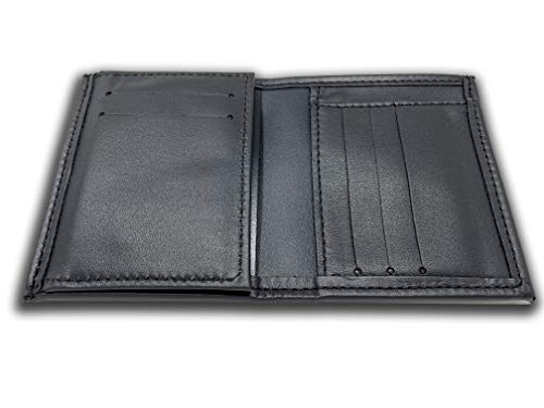 7 Point Star Recessed Badge Bifold WALLET, Genuine Leather Badge 2.87 x 2.85 & ID Holder 2.5 x 4 Credit Card WALLET