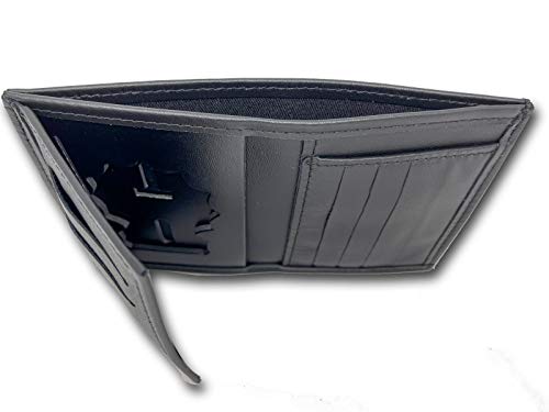 7 Point Star Recessed Badge Bifold WALLET, Genuine Leather Badge 2.87 x 2.85 & ID Holder 2.5 x 4 Credit Card WALLET