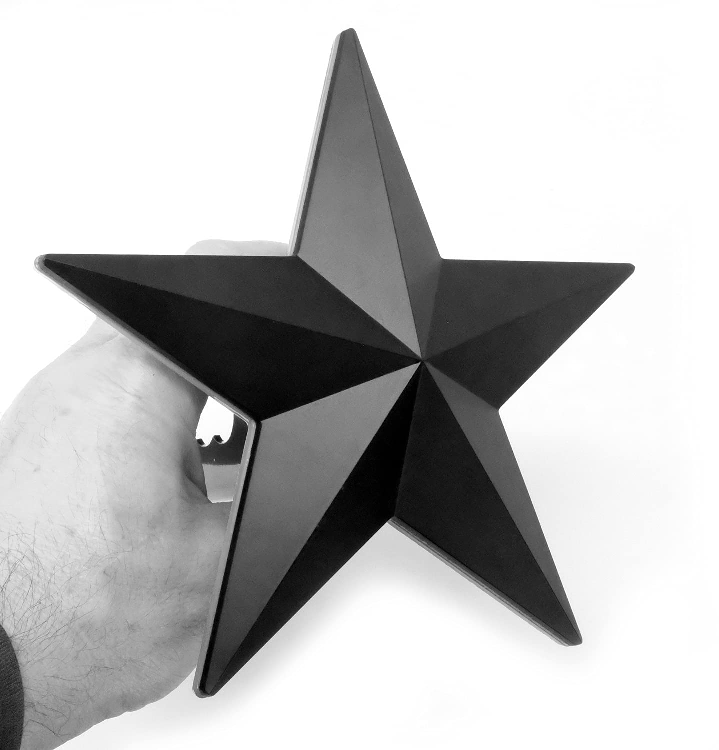 MULL 7" Texas 3D Five Point Star Metal Hitch Cover (Fits 2" Receiver, Black)