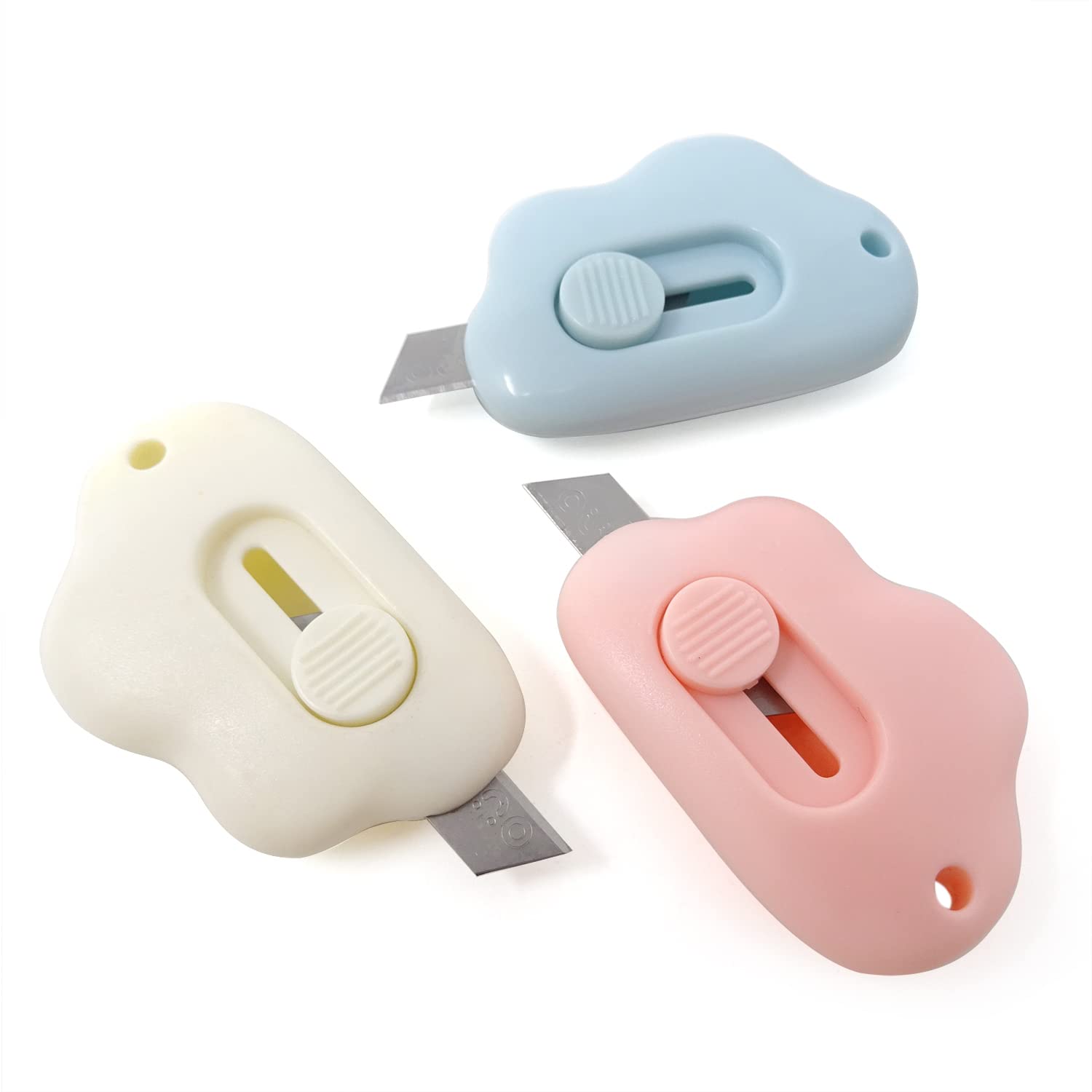 Honbay 6PCS Creative Cute Cloud Mini Utility Knives Portable Art Knife Retractable Envelope Knife Letter Opener Carton Opener Box Cutter with Hanging Hole