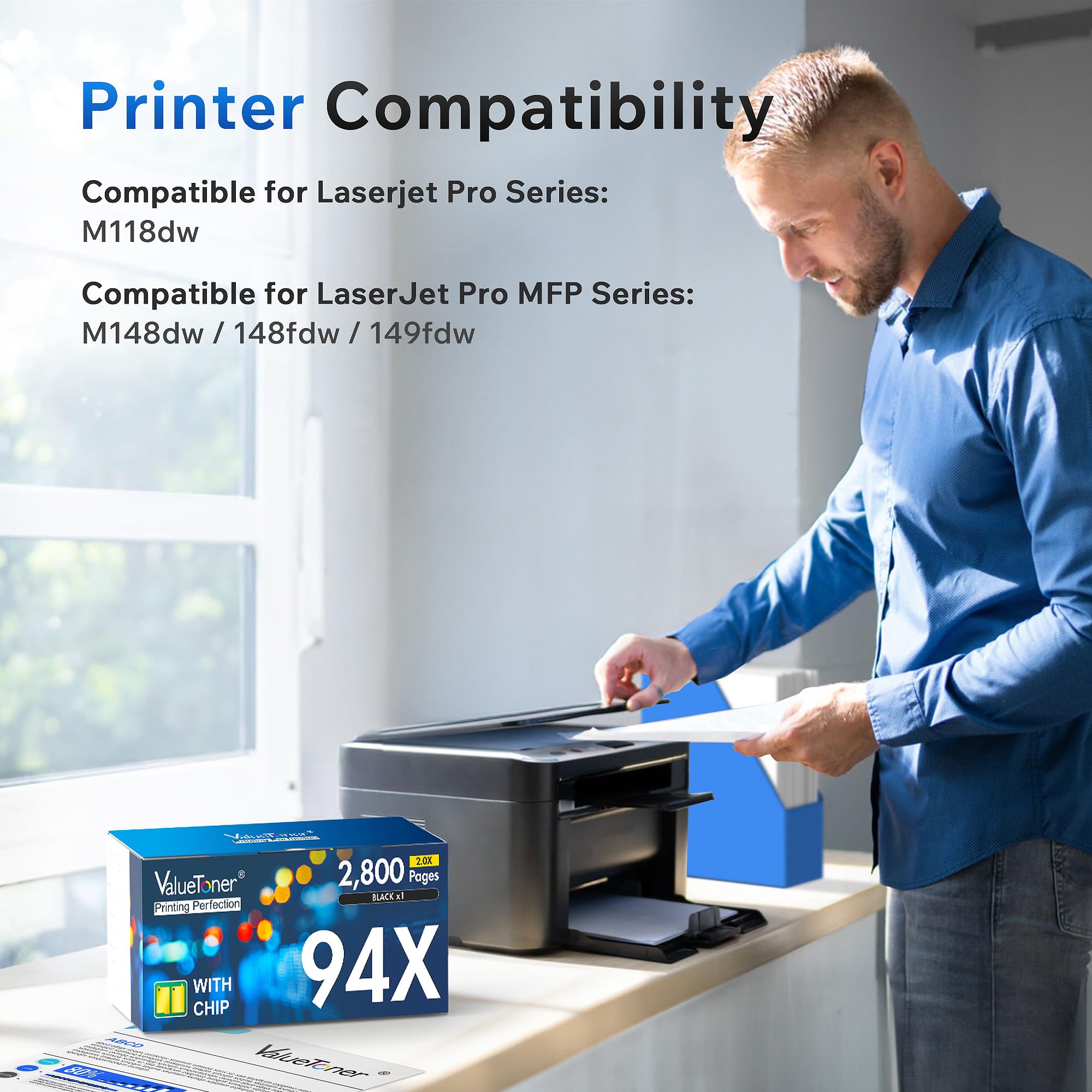 Valuetoner Compatible Toner Cartridge Replacement for HP 94X CF294X High Yield 94A CF294A to use with Pro MFP M148dw, M148fdw, M149fdw, M118dw, M148, M149, M118 Printer (1 Black)