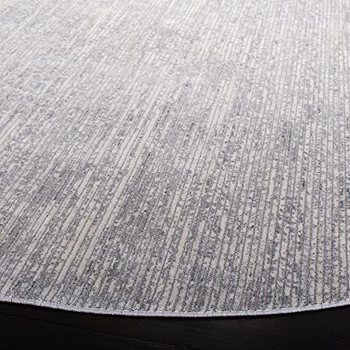 SAFAVIEH Dream Collection 6'7" Round Ivory/Grey DRM500A Modern Distressed Premium Viscose Area Rug