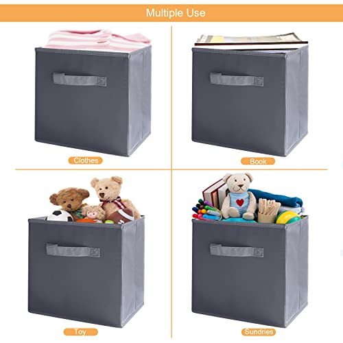 PACHIRA E-Commerce Gray Storage Bins - Collapsible Sturdy Fabric Storage Basket Cube for Organizing Shelf Nursery Home Closet, 6 Pack, (Grey)
