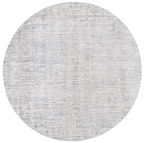 SAFAVIEH Dream Collection 6'7" Round Ivory/Grey DRM500A Modern Distressed Premium Viscose Area Rug