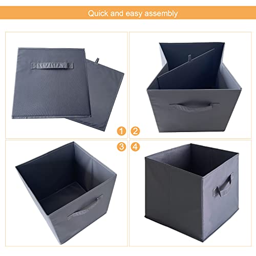 PACHIRA E-Commerce Gray Storage Bins - Collapsible Sturdy Fabric Storage Basket Cube for Organizing Shelf Nursery Home Closet, 6 Pack, (Grey)