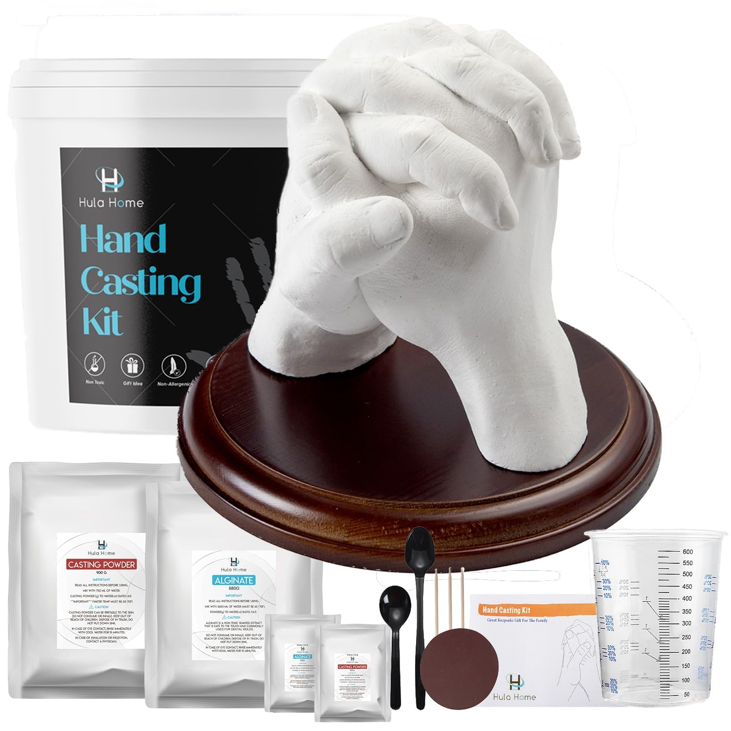 Hand Casting Kit for Couples or Family | Mounting Plaque Included | DIY Plaster Hand Mold Keepsake Sculpture Kit Gifts for Her, Kids, Weddings, Anniversary