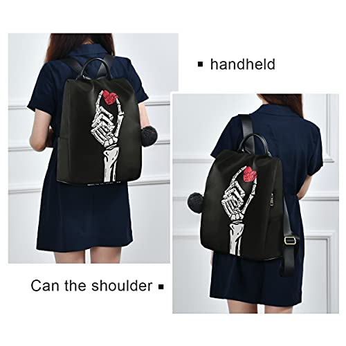 ALAZA Skull Hand Holding Heart Backpack Purse with Adjustable Straps for Woman Ladies