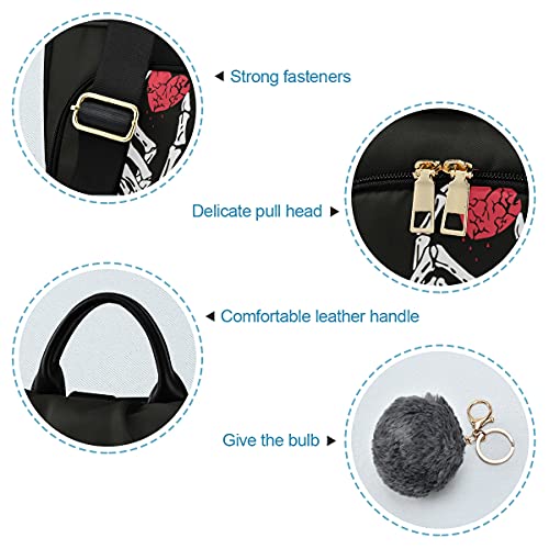 ALAZA Skull Hand Holding Heart Backpack Purse with Adjustable Straps for Woman Ladies