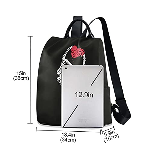 ALAZA Skull Hand Holding Heart Backpack Purse with Adjustable Straps for Woman Ladies