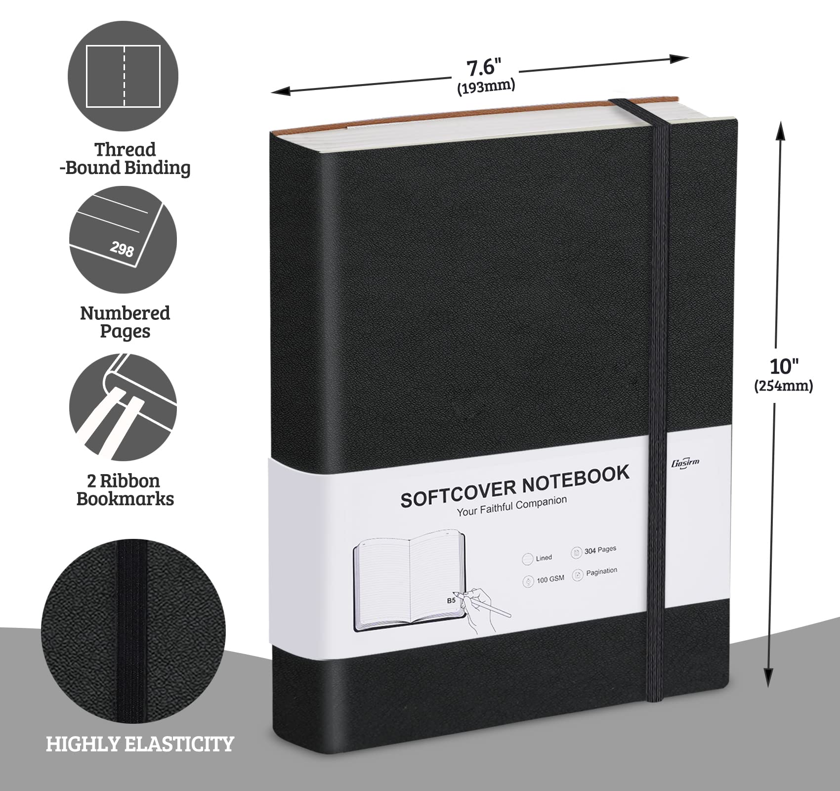 Thick Notebooks College Ruled - B5 Lined Journals with 100gsm Thick Paper, Softcover Thick Journal Notebook Giftable for Women for School, Office, Artist Writing/Noting, 304 Pages, 7.6'' X 10'' Green