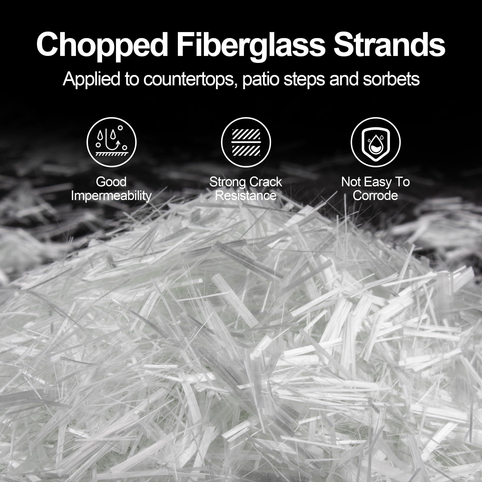 Fiberglass for Concrete, 3/4" Length,2.5 Lb, AR-Glass Chopped Strand Fiberglass for Concrete Cement Mortar Reinforcement