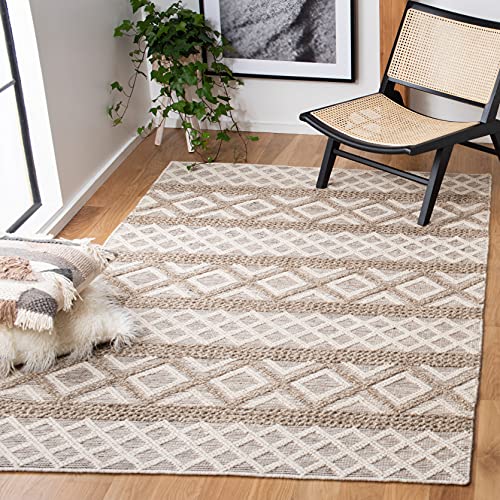 SAFAVIEH Vermont Collection 5' x 8' Ivory/Grey VRM211F Handmade Moroccan Premium Wool & Cotton Living Room Dining Bedroom Area Rug