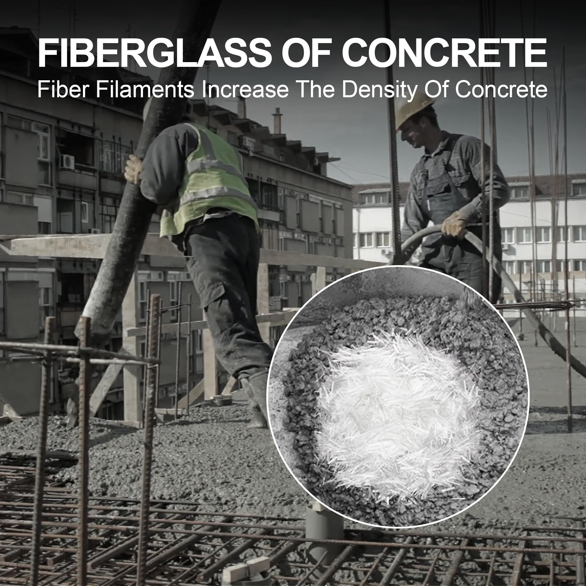 Fiberglass for Concrete, 3/4" Length,2.5 Lb, AR-Glass Chopped Strand Fiberglass for Concrete Cement Mortar Reinforcement