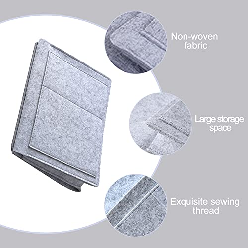 ANXVERS Felt Bedside Organizer Caddy, Bed Hanging Organizer, 5 Pockets Bed Hanging Bag for Home College Dorm Sofa Desk Bunk Bed, Can be Placed Glasses,Books,Mobile Phones,Keys -Dark Grey AN-CTSNDai