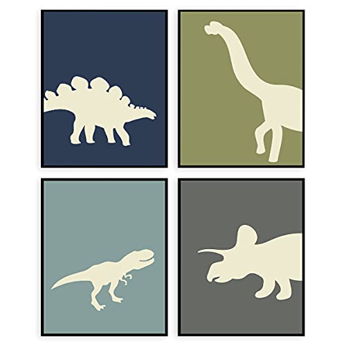 VIYZZX Watercolor Dinosaur Nursery Wall Art Decor Prints Set Of Four Photos 8x10 Dinosaur Art Posters for Kids Bedroom Playroom Boys Room