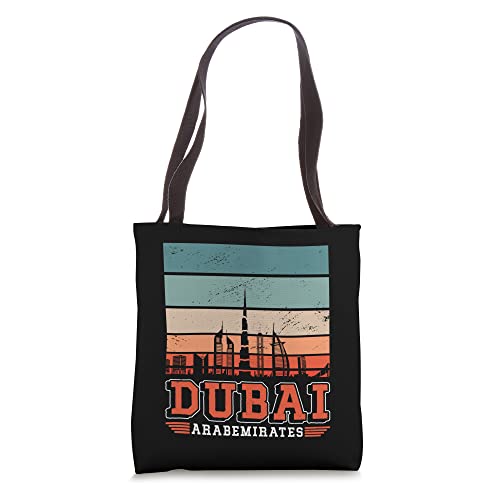 Dubai Arab Emirates Retro Vintage Sunset Skyline Dubai Tote Bag
