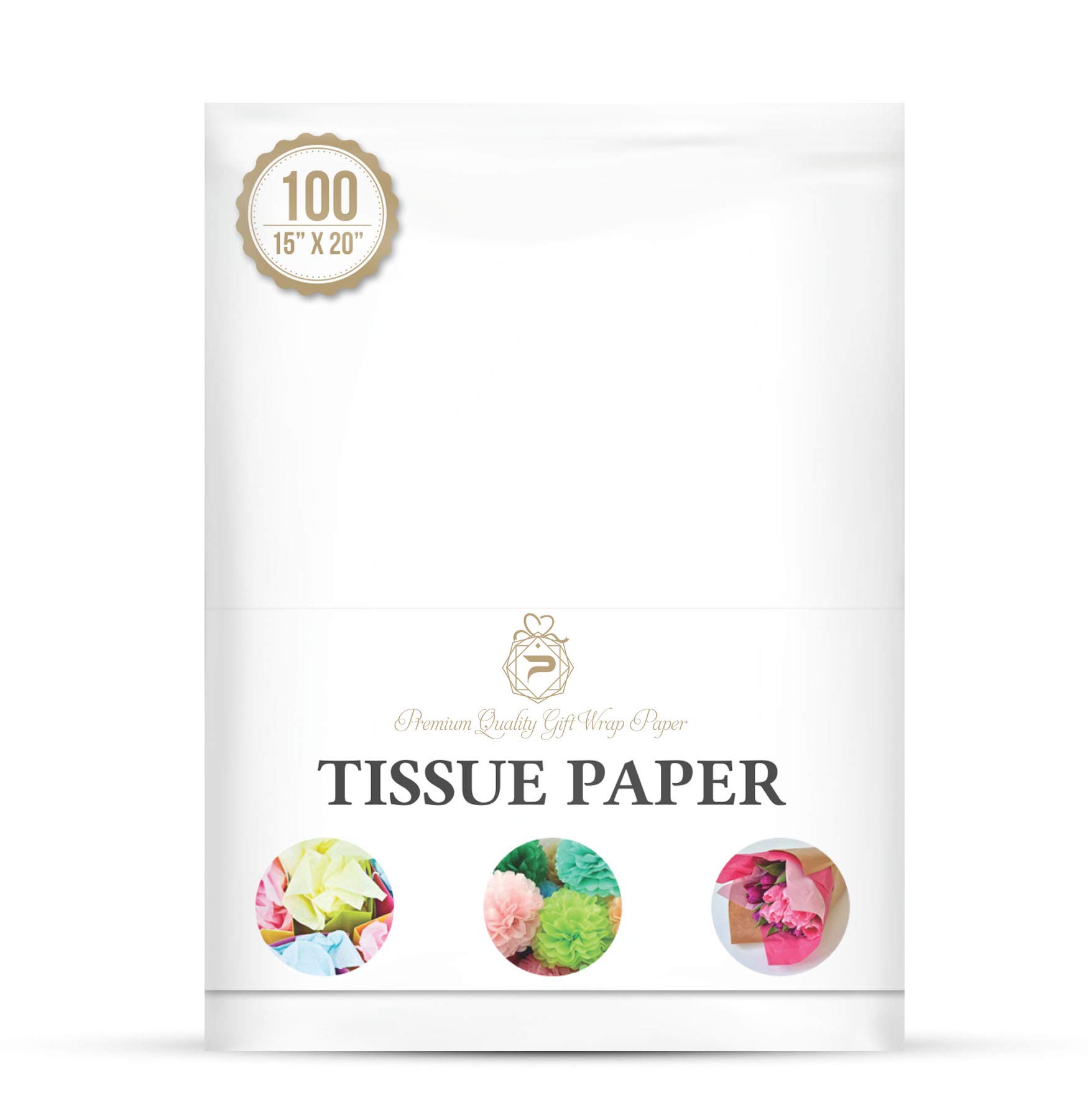 White Tissue Paper for Gift Wrapping, Gift Packaging, Floral, Birthday, Christmas, Halloween, DIY Crafts and More | 15" X 20" 100 Sheets