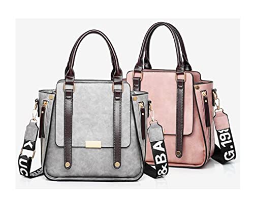 YAQUNICER Women Soft Synthetic PU Leather 4pcs Satchel Crossbody Large Capacity Top-Handle Handbags Shoulder Clutches Purse-Black