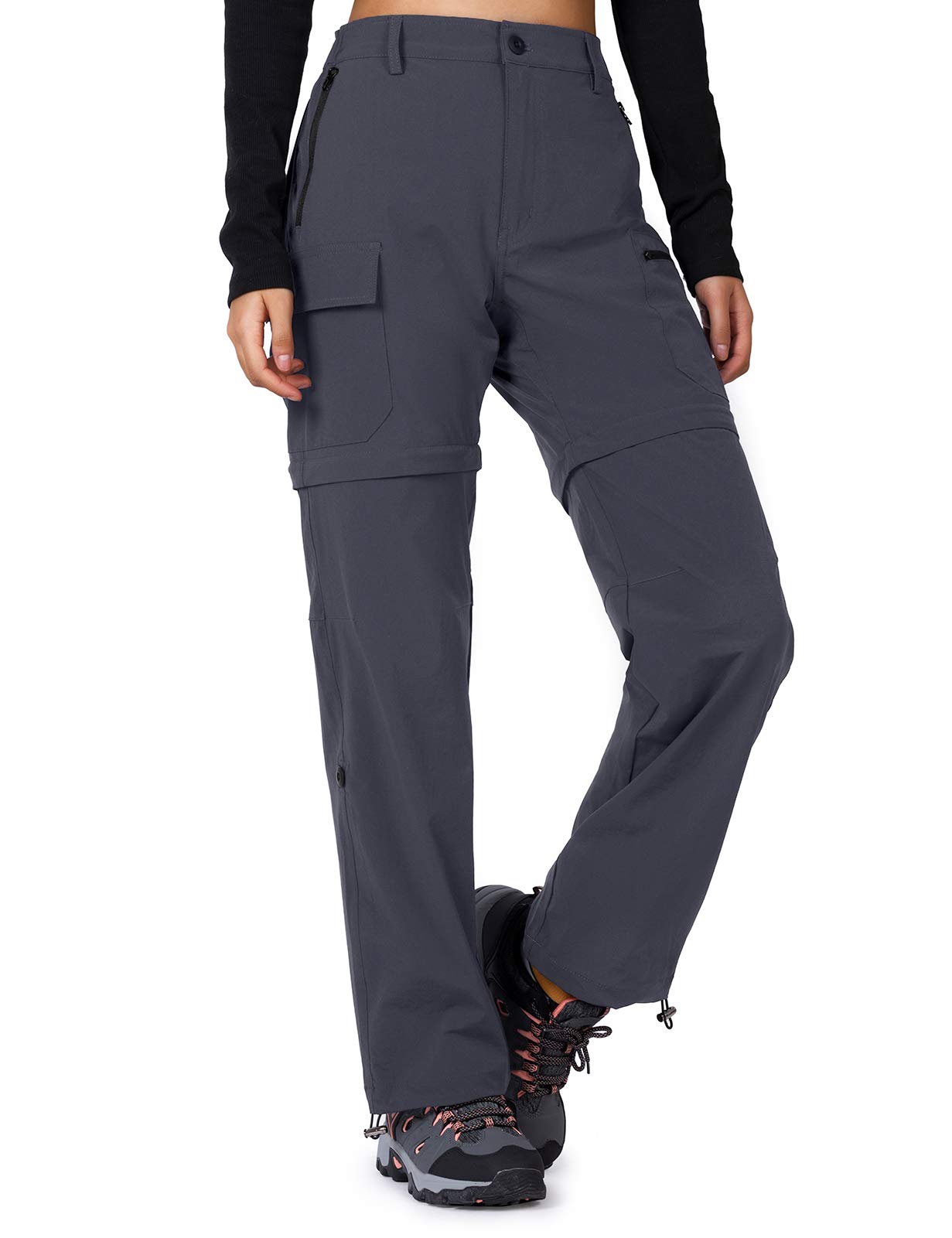 Cycorld Women's-Hiking-Pants-Convertible Quick-Dry-Stretch-Lightweight Zip-Off Outdoor Pants with 5 Deep Pockets (Grey, Small)