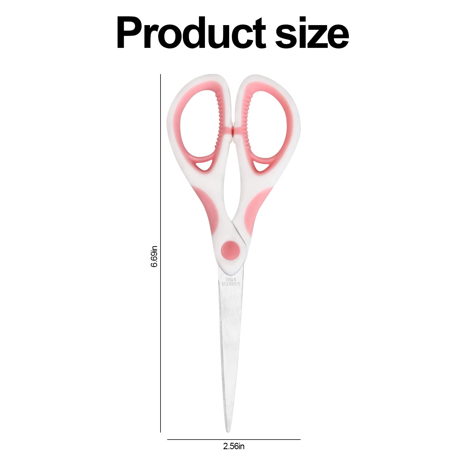 Multipurpose Pink Scissors Ergonomic Comfort-Grip Shears Stainless Steel 6.9 Inches Office Scissors for Fabric Cutting, Home, Leather Arts Crafts Scissors (Pink)