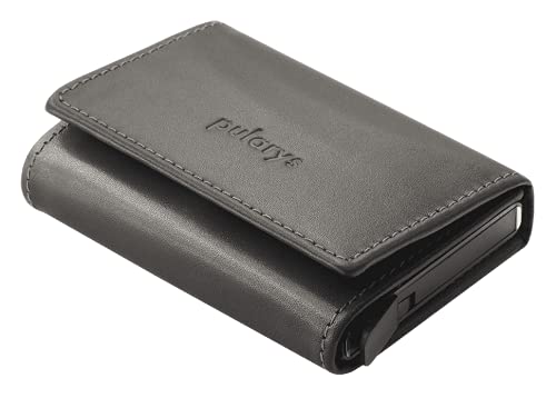 PULARYS Mini Wallet BOSTON - Multifunckion Credit Card Case - Italian Leather - RFID blocking - Size: 7.5 x 9.5 x 2.5 cm - Space for up to 10 Cards - Snap Fastener - Classic Design
