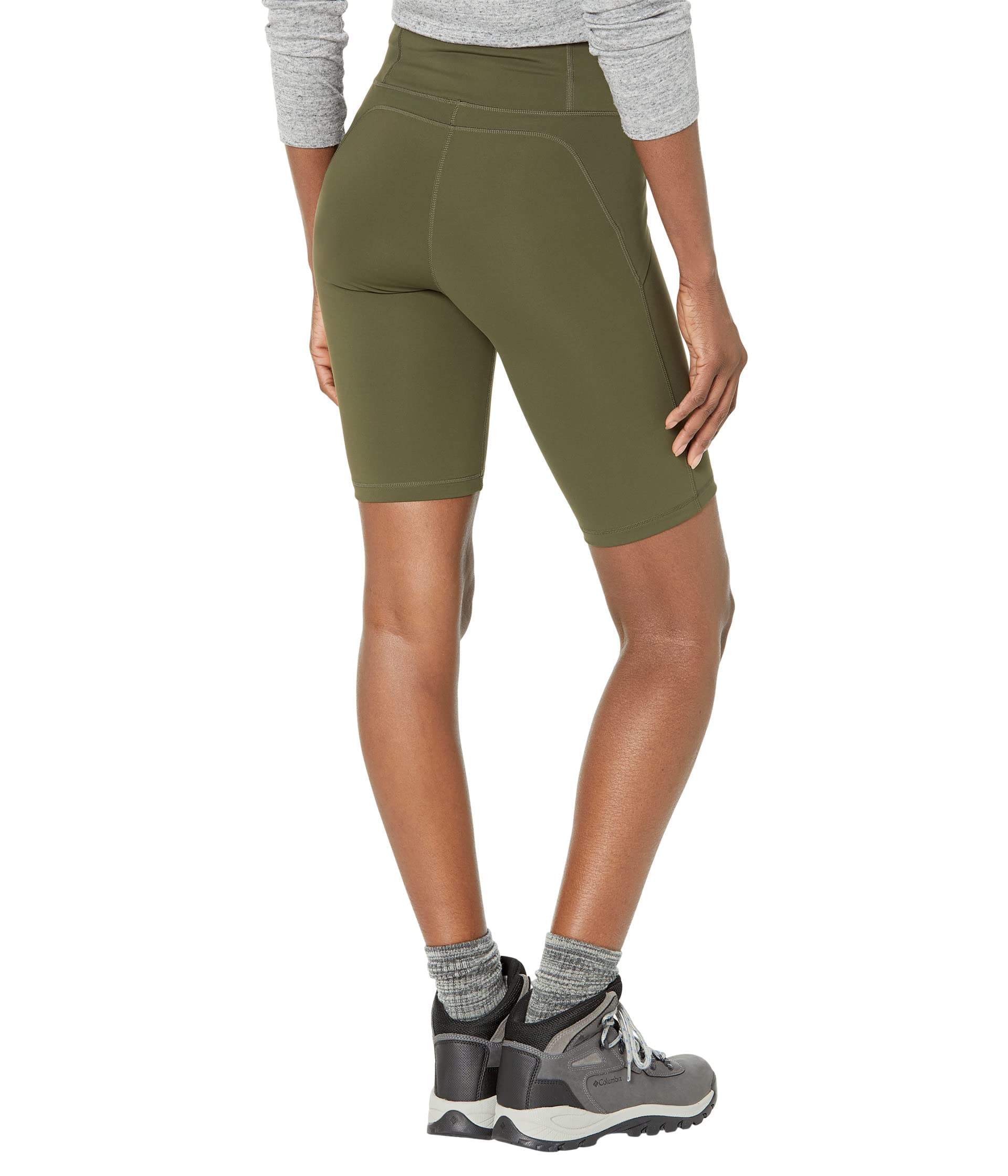 Fjällräven Abisko Short Tights for Women - High-Rise with Double-Knitted Design, Elasticated Waistband, and Side Patch Pockets Deep Forest XL R