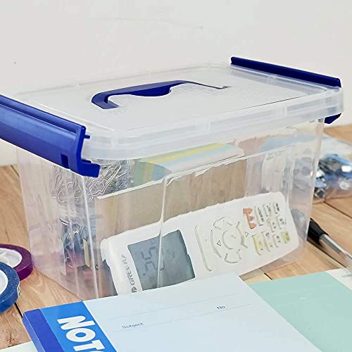 Xowine 3 L Clear Storage Box, Small Plastic Storage Latch Boxes, 6-Pack