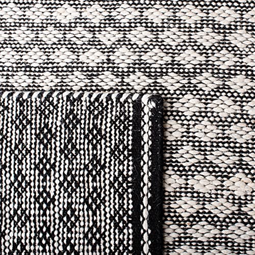 Safavieh Kilim Collection 8' x 10' Black/Ivory KLM376Z Flatweave Premium Wool Living Room Dining Bedroom Area Rug