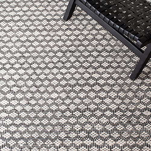 Safavieh Kilim Collection 8' x 10' Black/Ivory KLM376Z Flatweave Premium Wool Living Room Dining Bedroom Area Rug