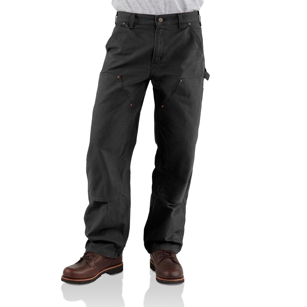 Carhartt Men's Loose Fit Washed Duck Double-Front Utility Work Pant, Black, 30W x 30L