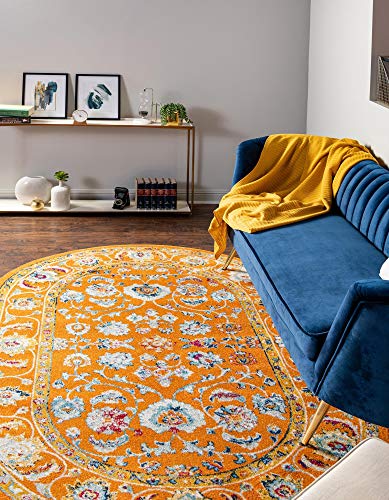 Rugs.com Aurelia Collection Rug β 5' x 8' Oval Orange Medium-Pile Rug Perfect for Living Rooms, Large Dining Rooms, Open Floorplans