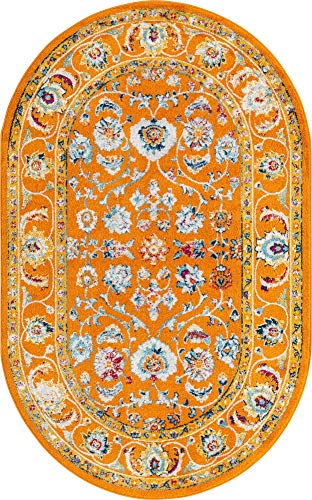 Rugs.com Aurelia Collection Rug β 5' x 8' Oval Orange Medium-Pile Rug Perfect for Living Rooms, Large Dining Rooms, Open Floorplans