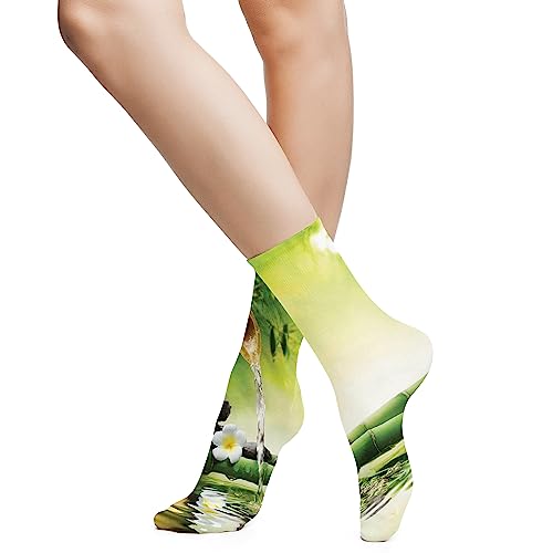 VeJerKK Spa Women Socks Ankle Socks Warm Soft Socks,Basalt Stones Theraphy Relaxing,Performance Cushioned Athletic Crew Socks for Women Cozy Socks,Multicolor -12 inch