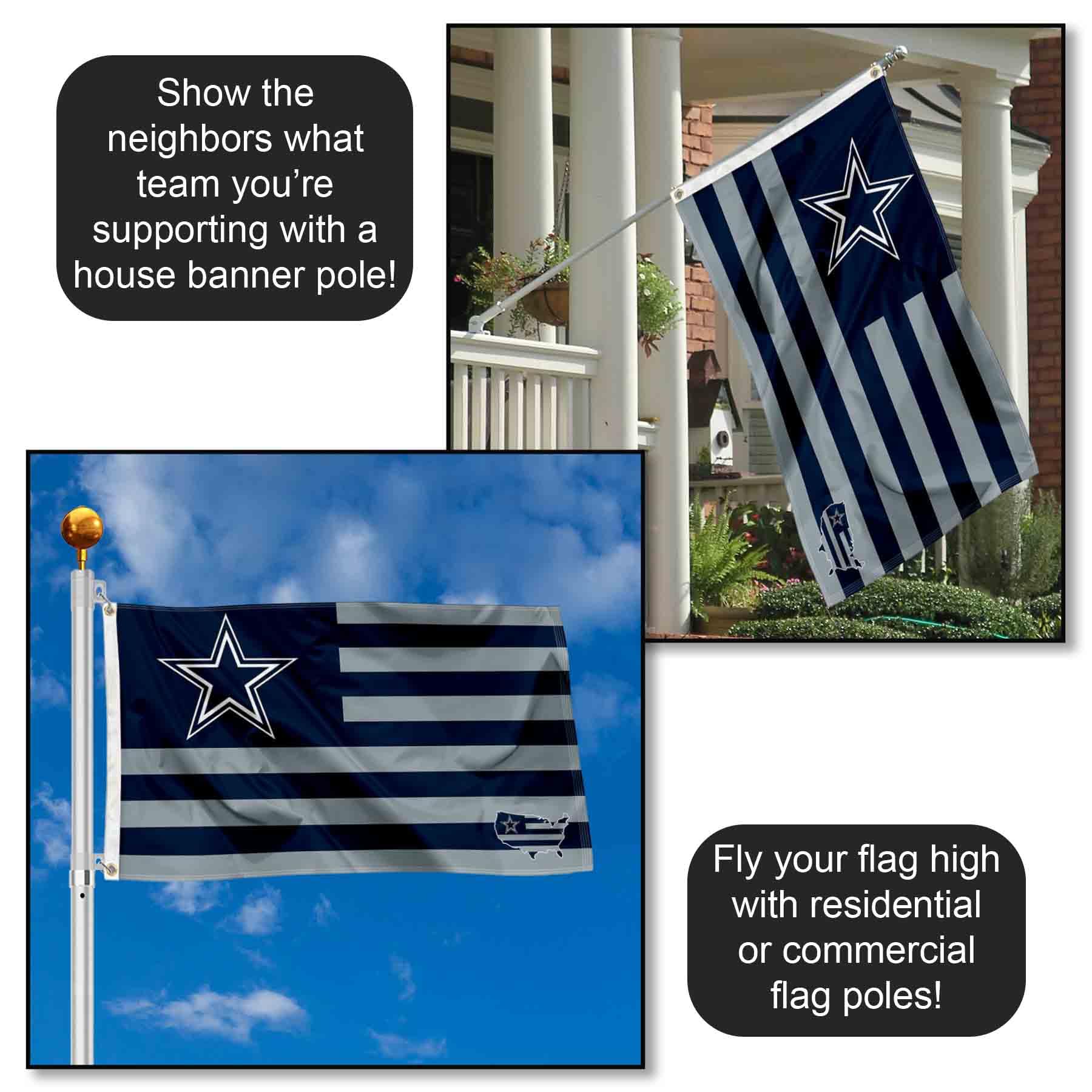 WinCraft Dallas Cowboys USA American Nation Stripes 3x5 Grommet Flag