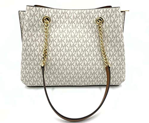 Michael Kors TEAGEN CHAIN SATCHEL SHOULDER BAG VANILLA PVC