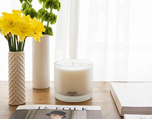 APOTHEKE Luxury Scented 3-Wick Jar Candle, Earl Grey Bitters, 32 oz - Large - Earl Grey Bitters Tea Leaves, Lemon Zest, Bergamot, & Peony Scent, Aromatherapy, Long Lasting, Hand Poured in USA