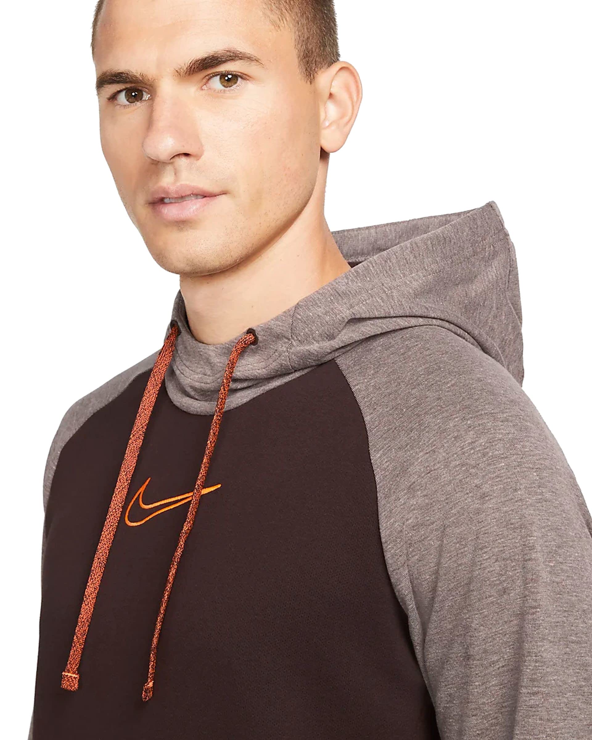 Nike Therma-FIT Men's Pullover Training Hoodie (Medium, Brown Basalt/Heather/Total Orange) DD2112-203