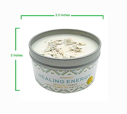 White Sage Candle, Sage Leaf, Himalayan Crystal Salt & Essential Oil, Healing Energy, Crystal Candle