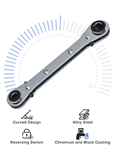 HVAC Service Wrench, Refrigeration Ratcheting Wrench 3/8β 1/4β 5/16'' 3/16'' AC Wratchet Tool with Hex Bit Adapter UIInosoo for Air Conditioning, Refrigeration Equipment, Gas Furnace