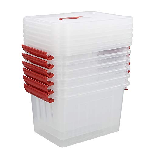 Kiddream 6 Packs Clear Boxes, 6 Quart Plastic Storage Bins with Lids