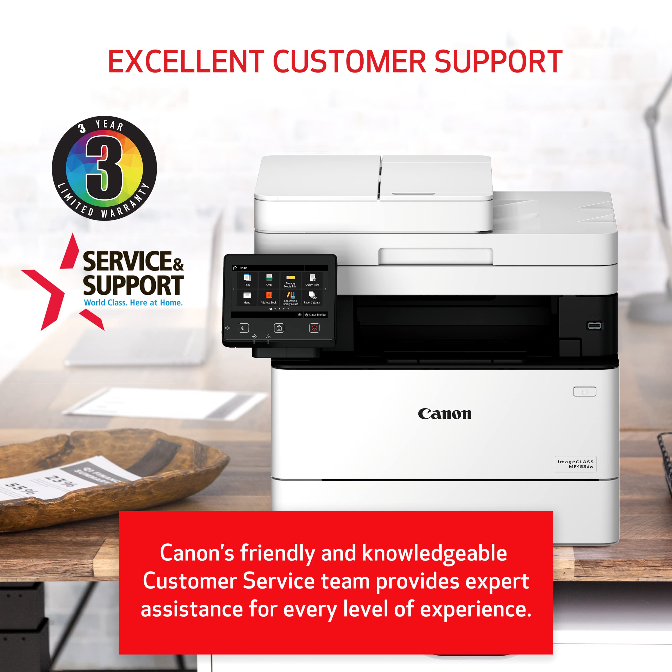 Canon imageCLASS MF453dw All-in-One Wireless Monochrome Laser Printer | Print, Copy, & Scan| | 5" Color Touch LCD | One Pass Duplex Scan