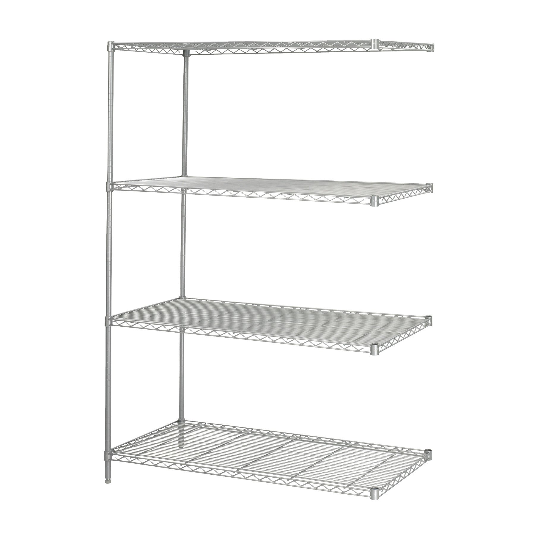 Safco Products Industrial Wire Shelving Add-On Unit 48"W x 24"D x 72"H (Starter Unit and Extra Shelf Pack sold separately), Metallic Gray