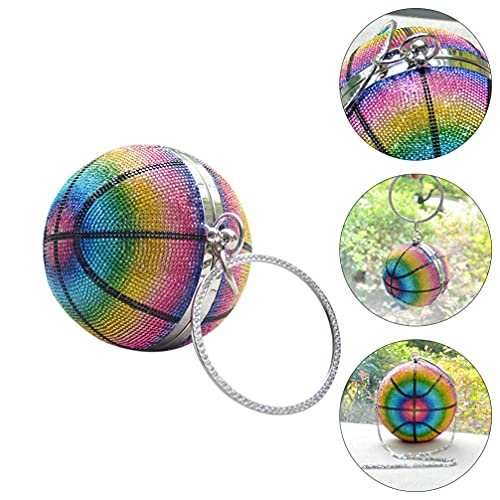 BESTOYARD Ball Shape Clutch Purse Party Handbag Rhinestone Ring Handle Evening Bag